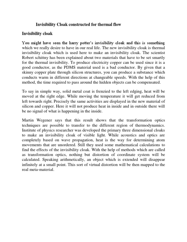 Invisibility Cloak | PDF