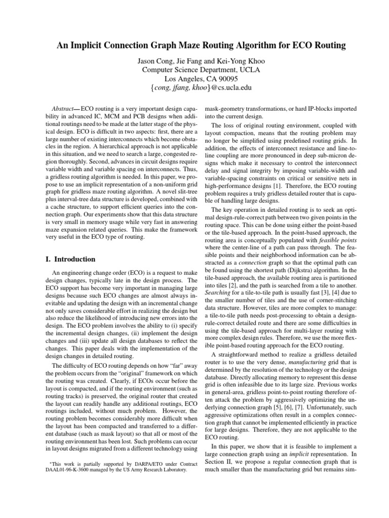 An Implicit Connection Graph Maze Routing Algorithm For ECO Routing ...