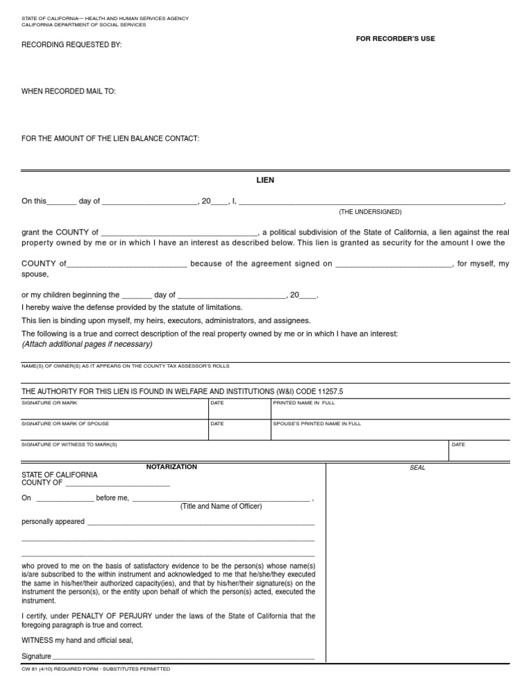 For Recorder'S Use: (The Undersigned) | PDF | Lien | Signature