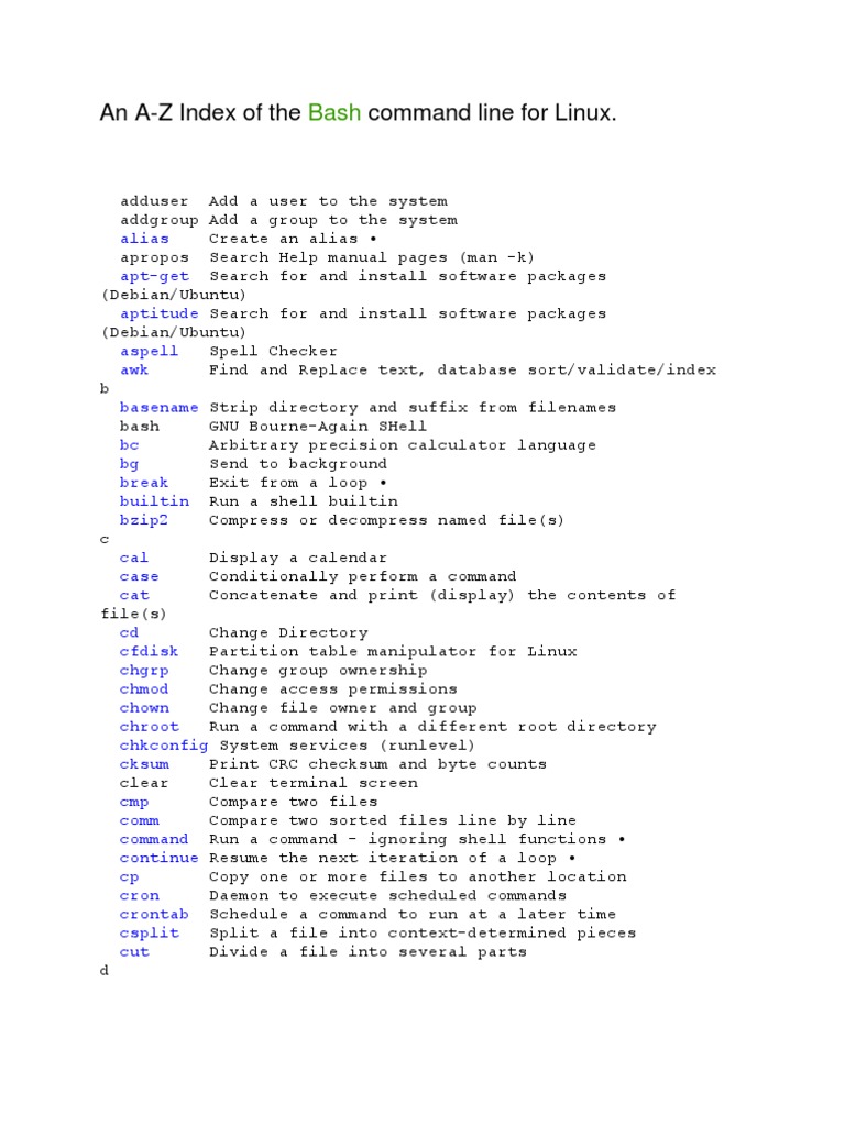 An A-Z Index of The Command Line For Linux | PDF | Computer File | Command Line Interface