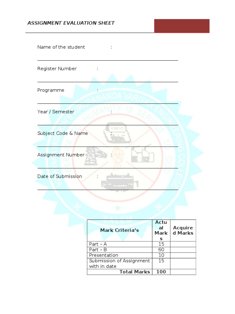 Assignment Evaluation Criteria Sheet | PDF