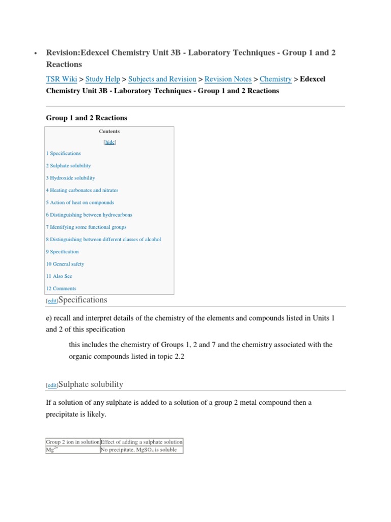 Laboratory Techniques for Reactions of Group 1 and 2 Elements ...