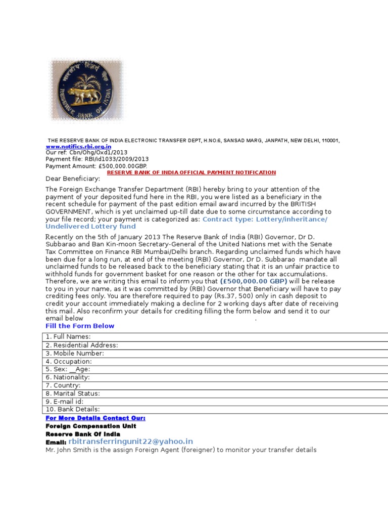 Reserve Bank of India | PDF | Reserve Bank Of India | Email