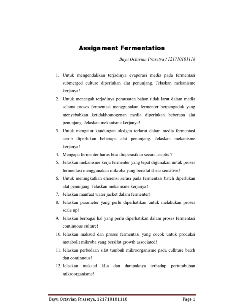 Mekanisme dan Alat dalam Fermentasi | PDF