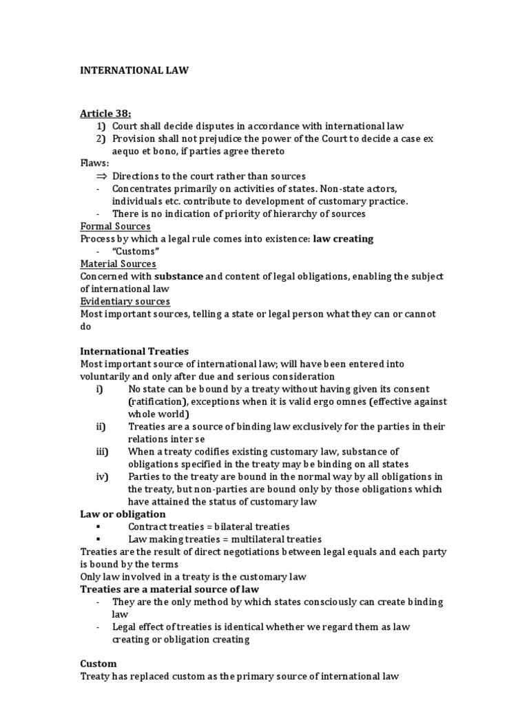 International Law Study Guide | PDF | Treaty | United Nations