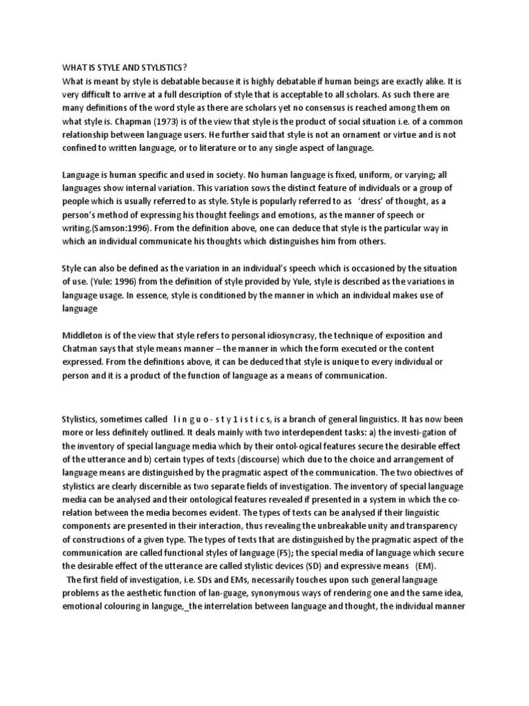 What Is Style and Stylistics | PDF | Literary Theory | Rhetoric