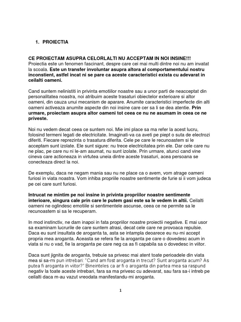 Proiectia Si Negarea | PDF