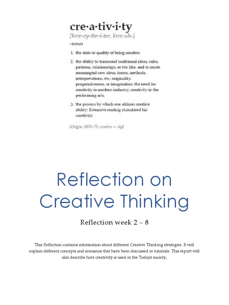 Reflection On Creative Thinking | PDF | Thought | Creativity