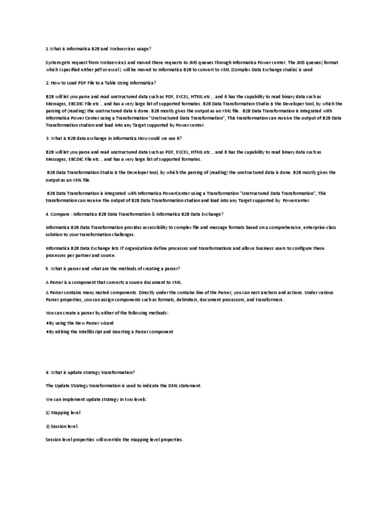 Informatica B2B: Convert Unstructured Data to XML | PDF | Xml | Parsing