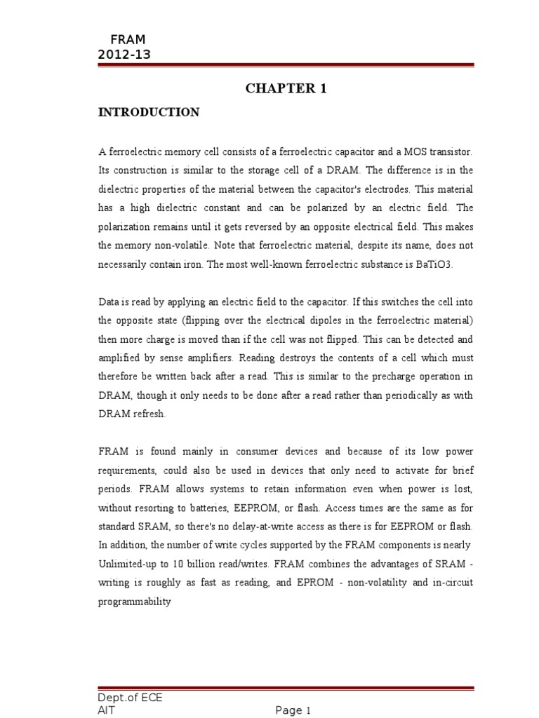 Understanding Ferroelectric RAM (FRAM) | PDF | Random Access Memory ...