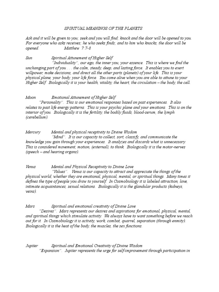 SPIRITUAL Meanings of The Planets | PDF | Vitalism | Spirituality