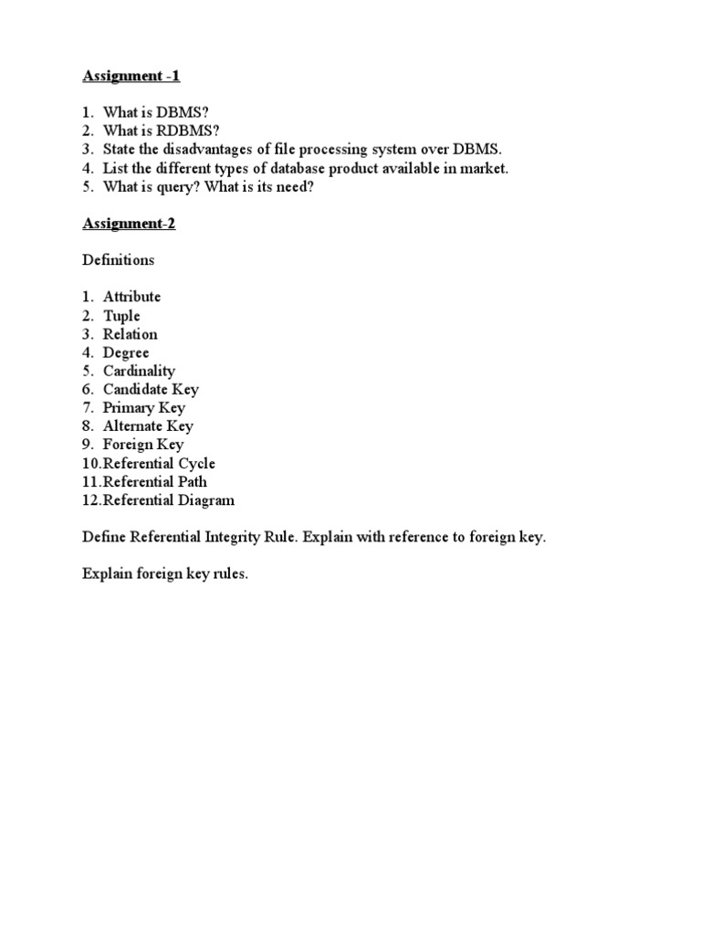 DBMS Assignment | Download Free PDF | Databases | Computer Data