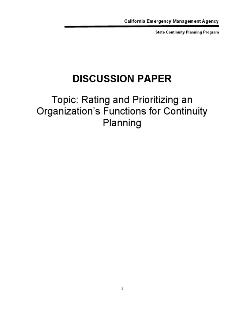 Discussion Paper: Topic: Rating and Prioritizing An Organization's ...