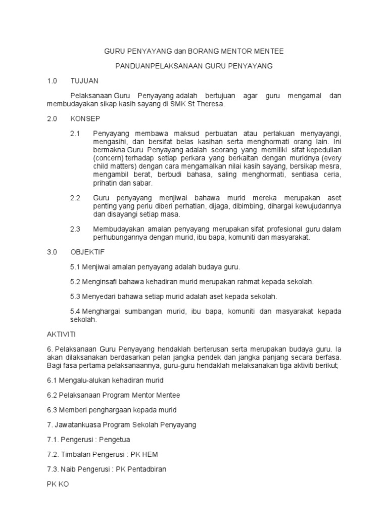Guru Penyayang Dan Borang Mentor Mentee | PDF