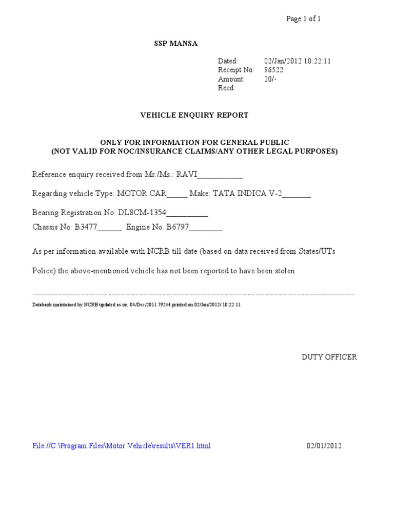 Vehicle Enquiry Report: Page 1 of 1 | Download Free PDF | Engines ...