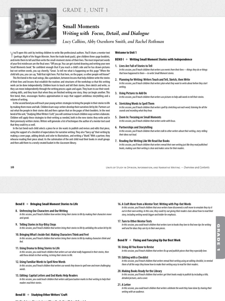 Grade 1 Small Moments Writing Unit | PDF | Persuasion | Storytelling