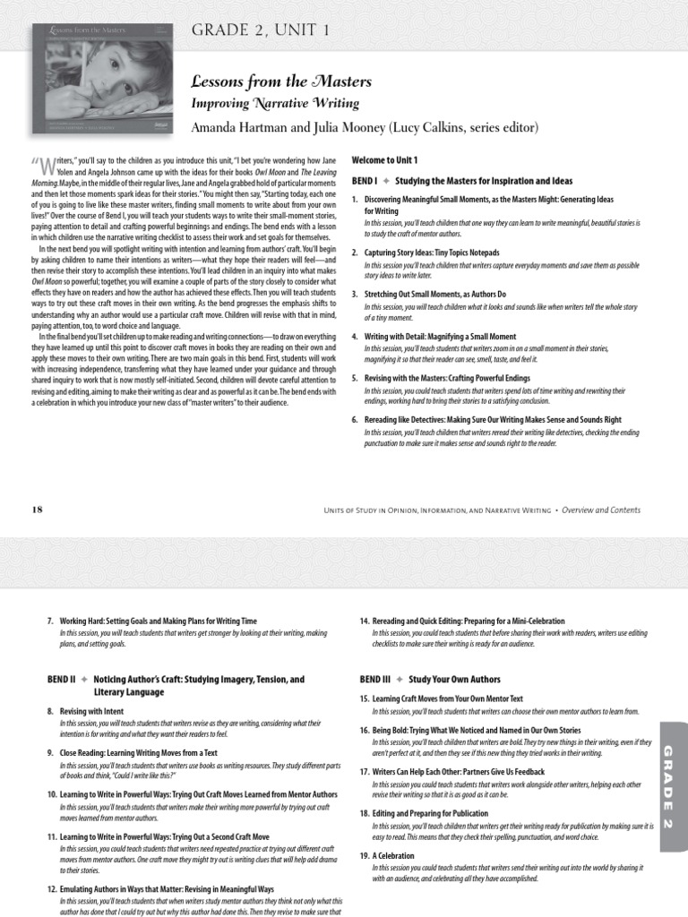 Second Grade Calkins Writing Overview CCSS | PDF | Poetry | Experiment