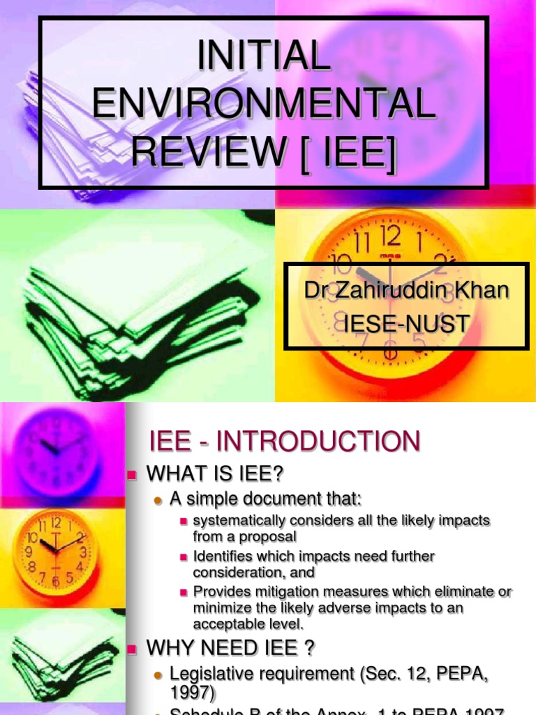 Initial Environmental Review (Iee) : DR Zahiruddin Khan Iese-Nust | PDF ...