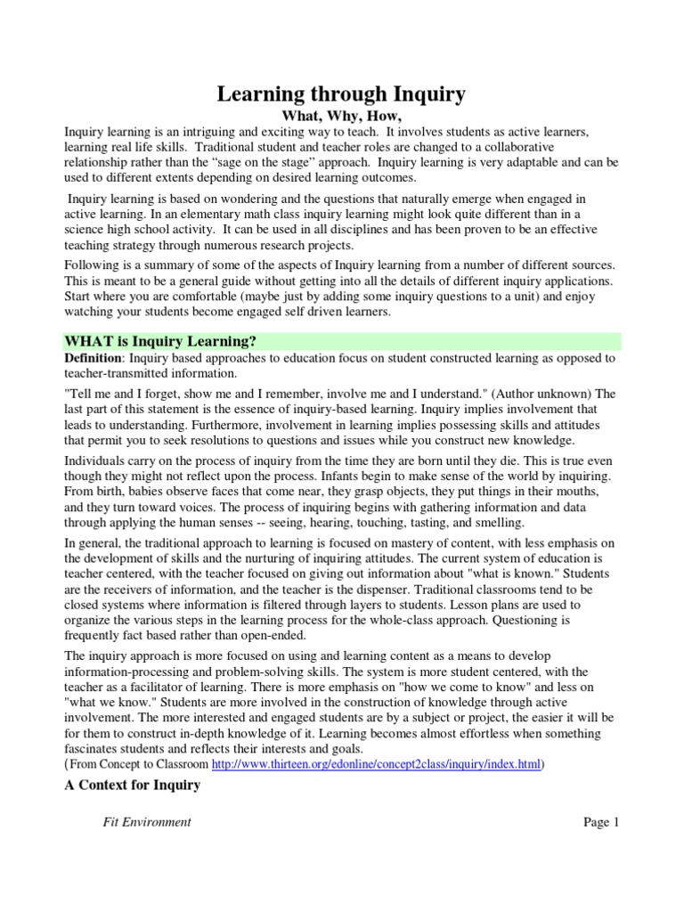 Understanding Inquiry-Based Learning | PDF | Inquiry Based Learning | Inquiry