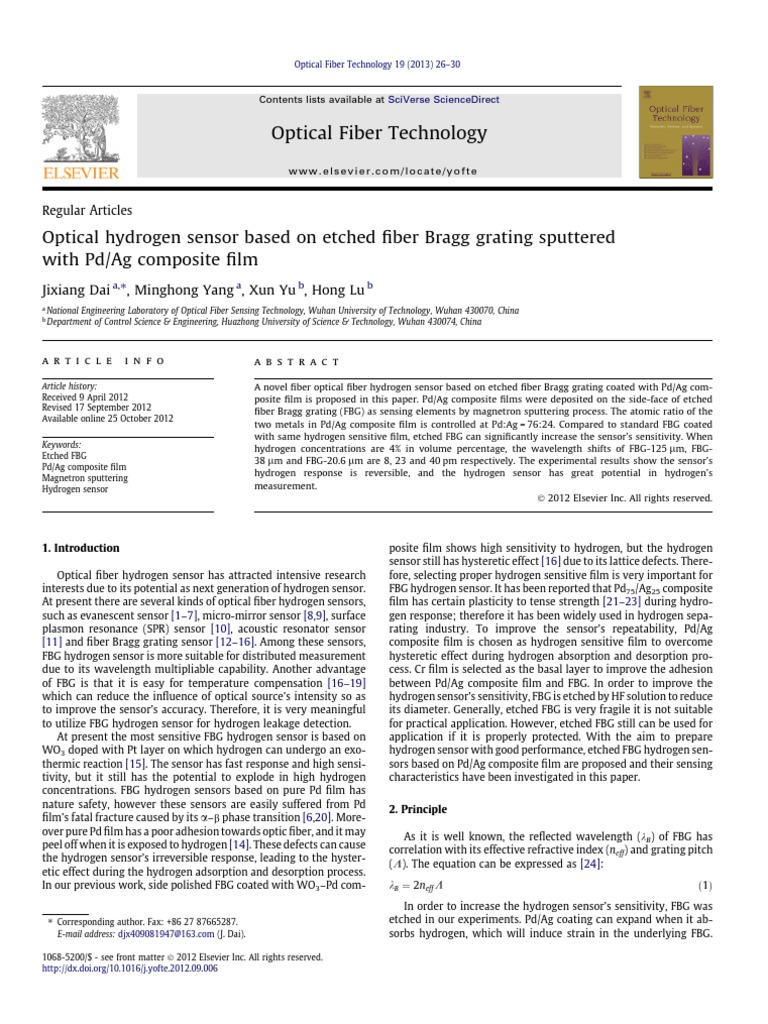 Optical Hydrogen Sensor Advances | PDF | X Ray Crystallography | Silver