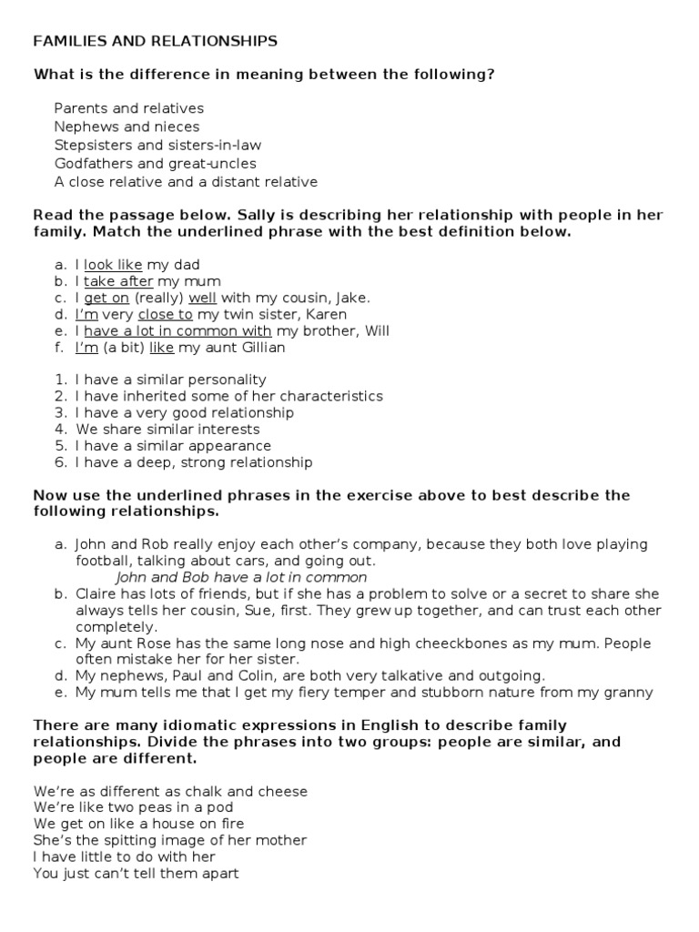 Families and Relationships | PDF | Sibling | Family