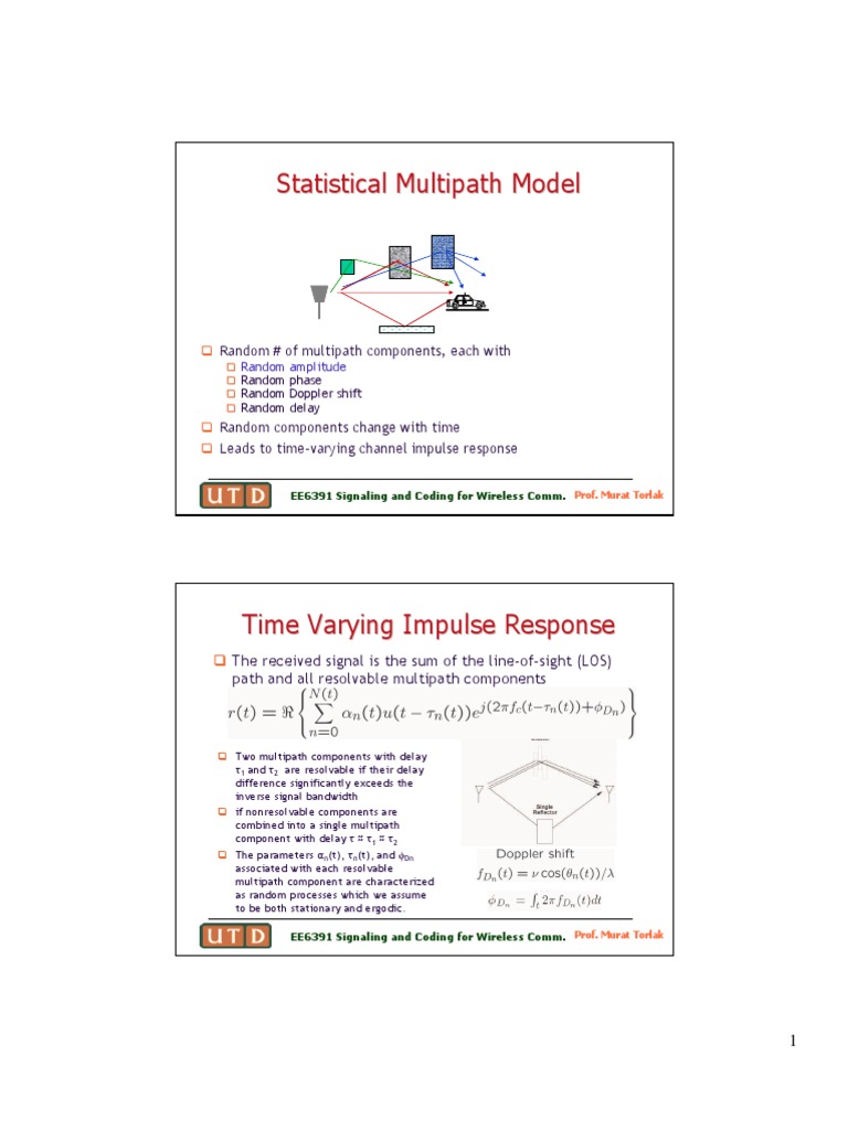 Statistical Multipath Model Lecture4 PDF | PDF | Coherence (Physics ...