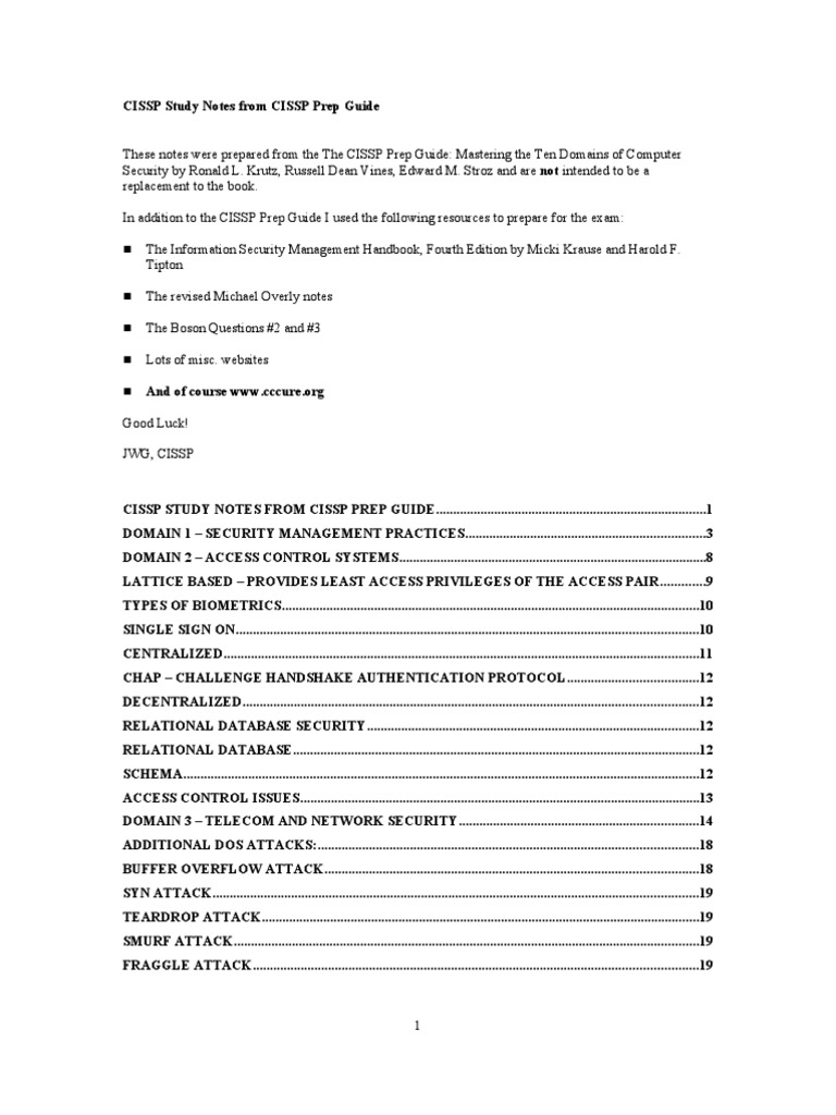 CISSP Study Notes | PDF