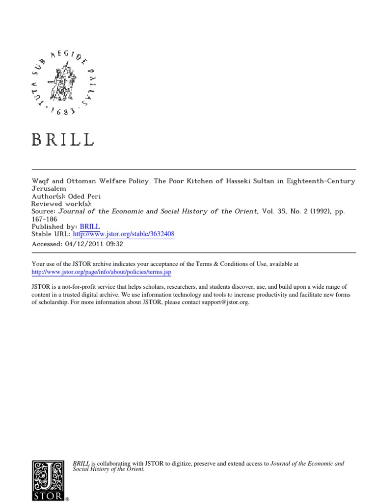 Peri-Waqf and Ottoman Welfare Policy | PDF | Ottoman Empire | Society