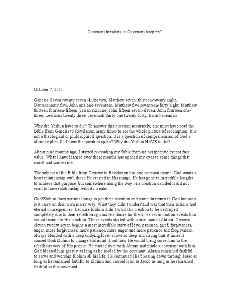 Understanding Covenant in the Bible | PDF | Covenant (Biblical) | Torah