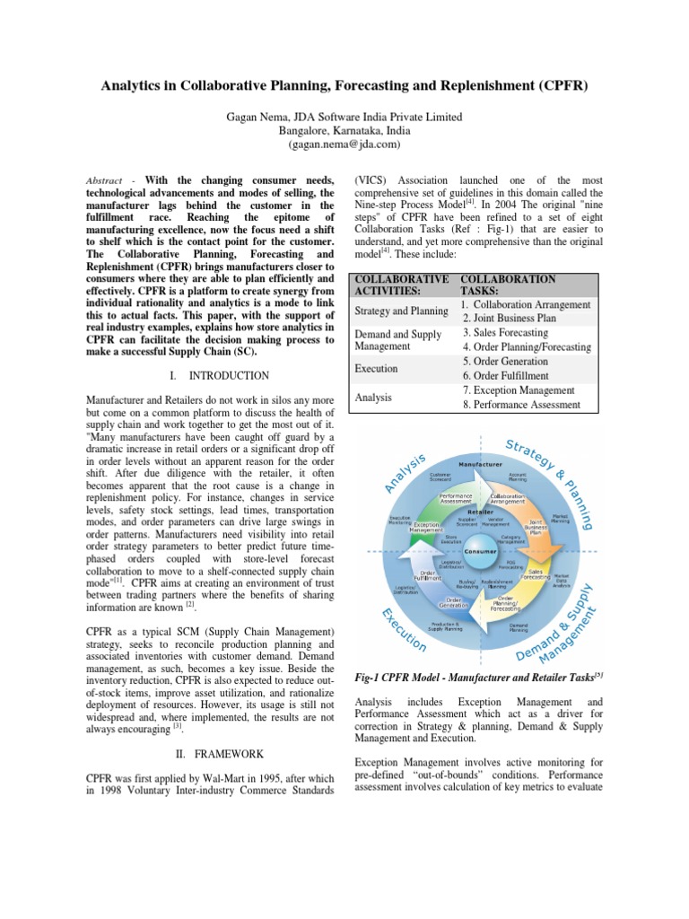 Analytics in Collaborative Planning, Forecasting and Replenishment - Gagan Nema | PDF ...