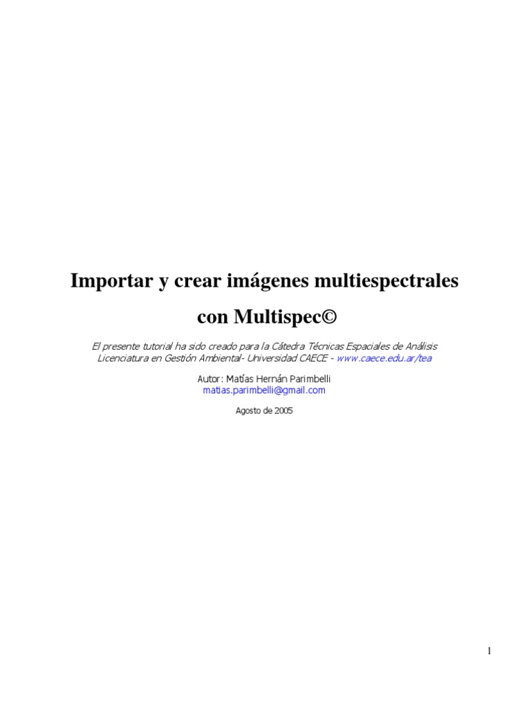 Tutorial Multispec. Importar y Crear Imagenes | PDF | Imagen | Informática y tecnología de la ...