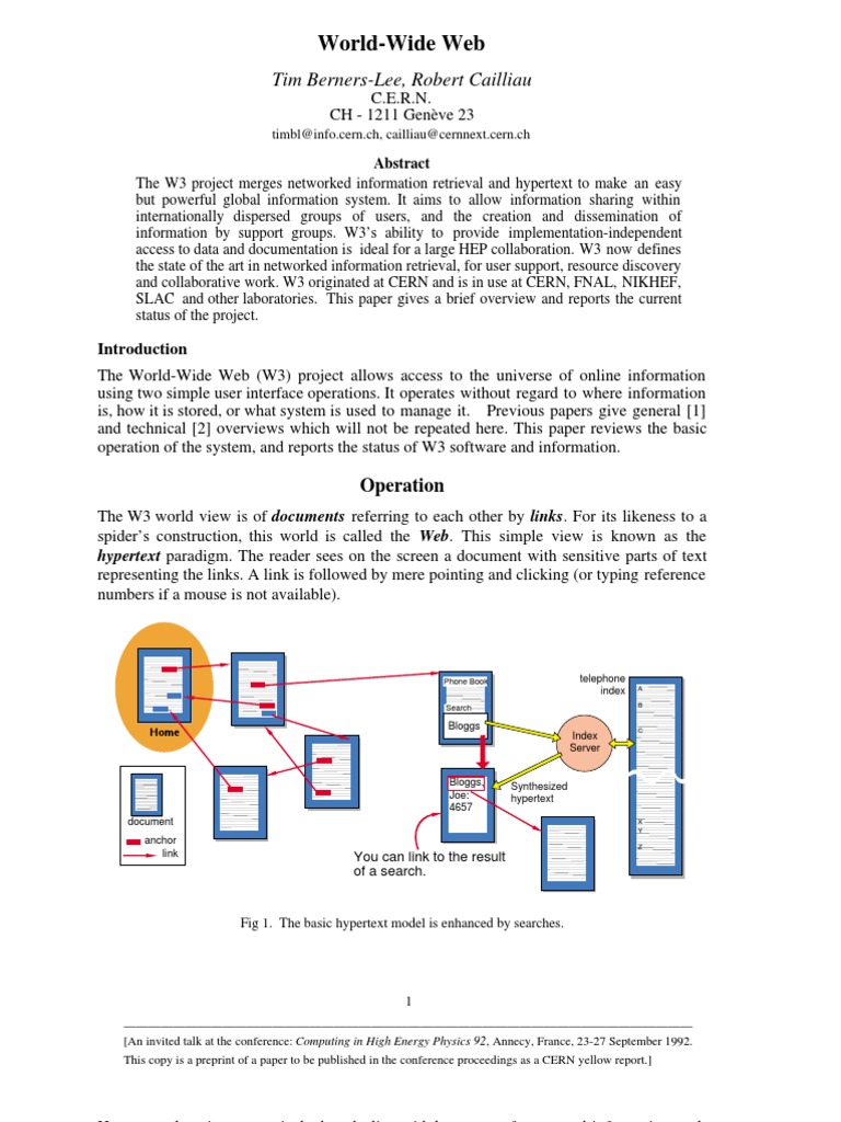 World-Wide Web: Tim Berners-Lee, Robert Cailliau | PDF | Server ...