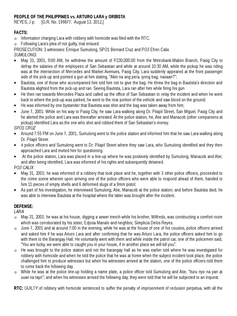 People V Lara | PDF | Circumstantial Evidence | Evidence