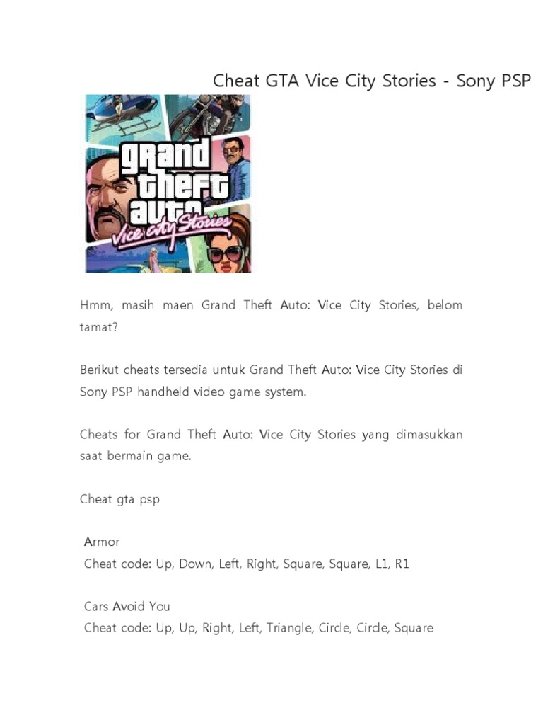 Grand Theft Auto Vice City Cheats