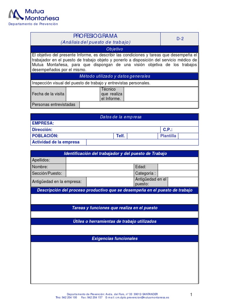 Profesiograma Ejemplo 2