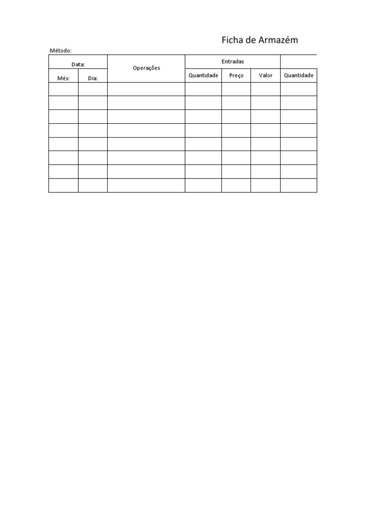 Ficha de Armazém | PDF