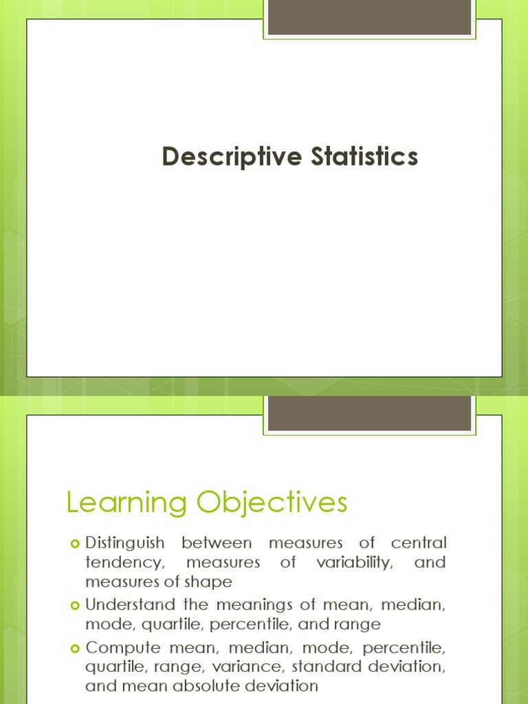 Discriptive Statistics | PDF | Mode (Statistics) | Coefficient Of Variation