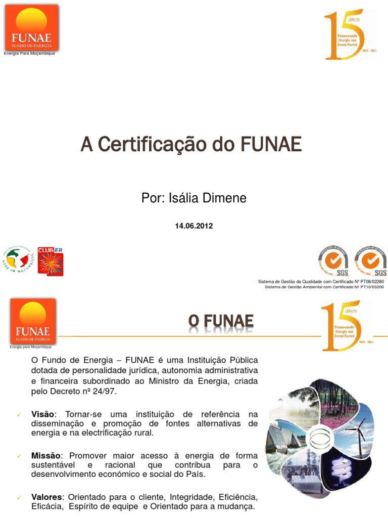 Apresentacao FUNAE - Isalia Dimene 14.06.2012 PDF | PDF | Gestão de ...