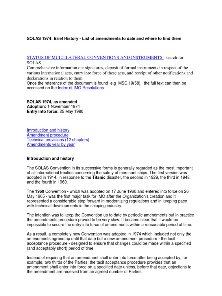 Solas Convention 1974 | Download Free PDF | Dangerous Goods | Ships