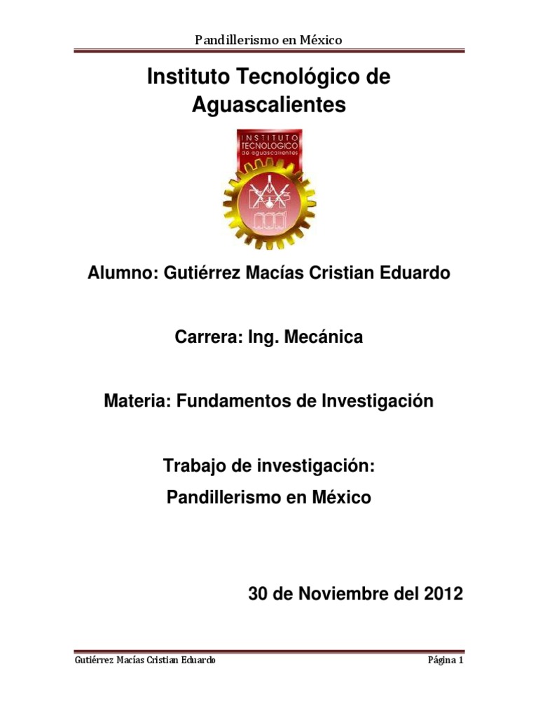 Pandillerismo y sus consecuencias en México | PDF | Derecho penal | Delito
