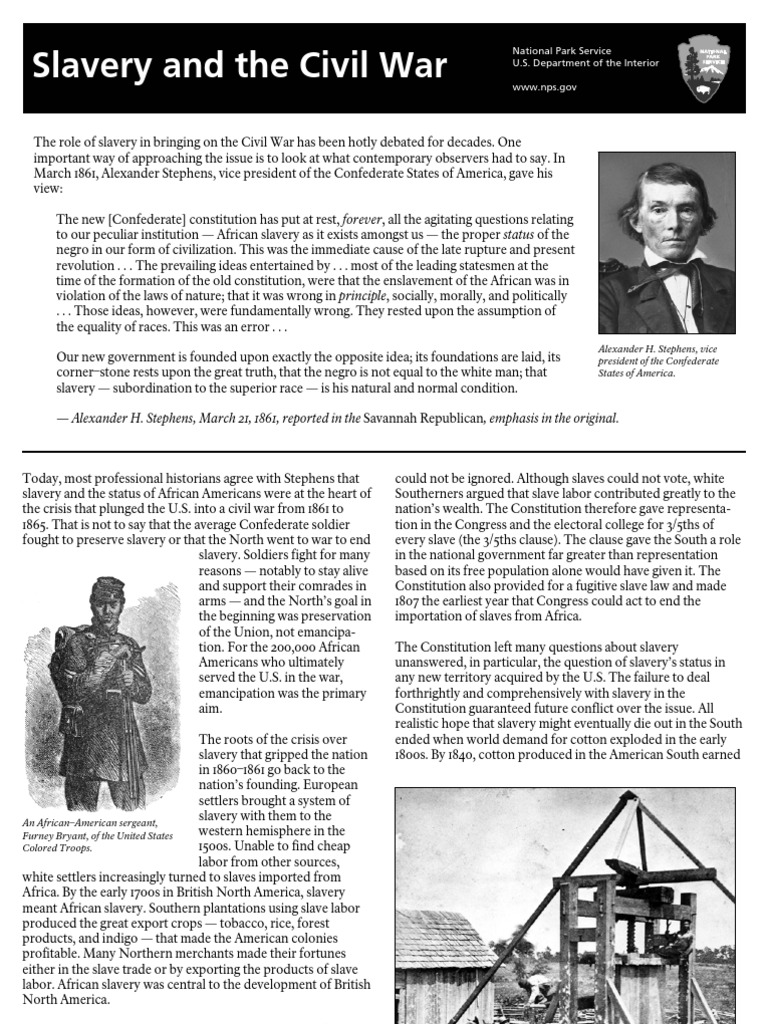 Slavery's Role in the Civil War | PDF | Southern United States ...
