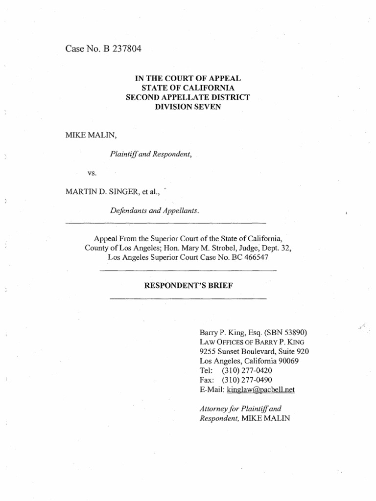 Respondent Brief | Summary Judgment | Lawsuit