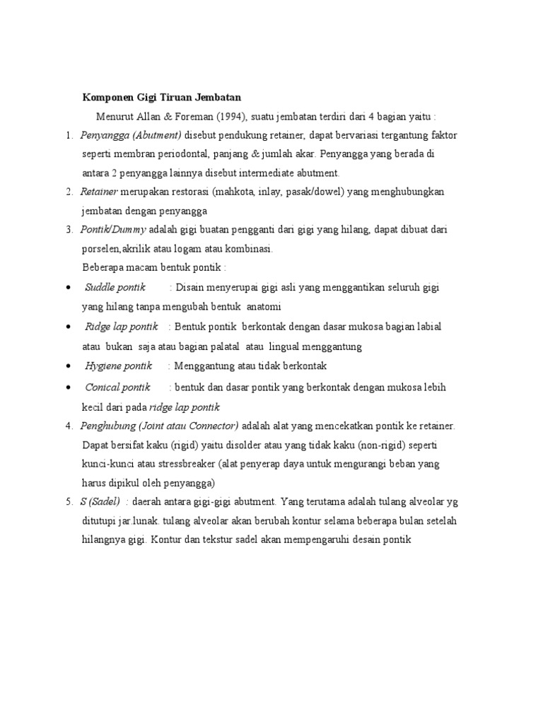 Komponen Gigi Tiruan Jembatan | PDF