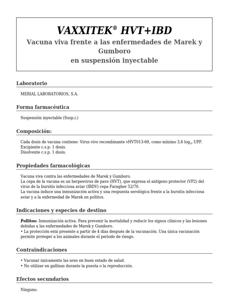 Vaxxitek Hvtibd | PDF | Vacunas | Virus
