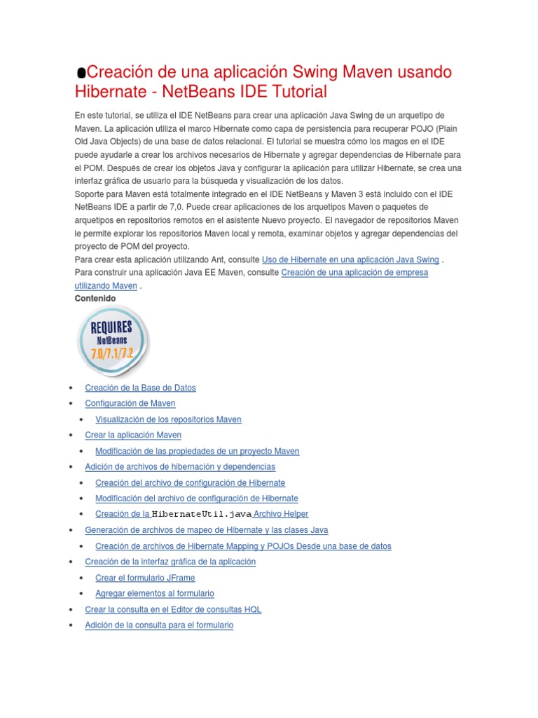 Creación de Una Aplicación Swing Maven Usando Hibernate | PDF | Entorno de desarrollo integrado ...