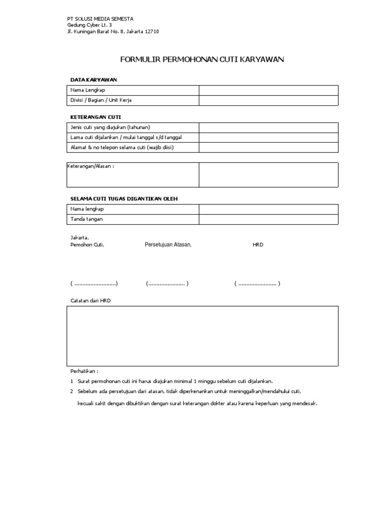 Form Cuti Karyawan | PDF