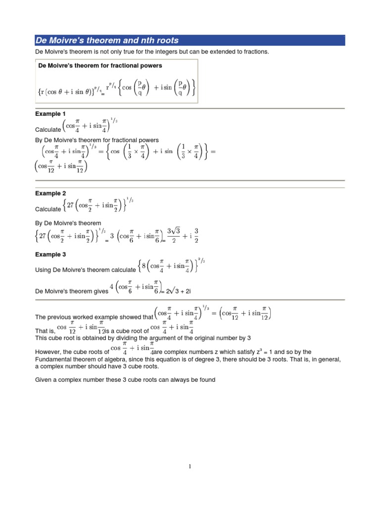 NTH Roots Complex | PDF | Complex Number | Trigonometric Functions
