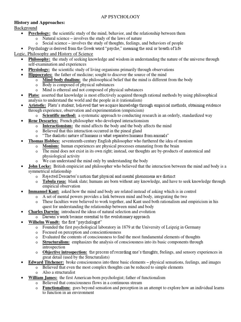 History and Approaches:: Ap Psychology Background | PDF | Experiment ...