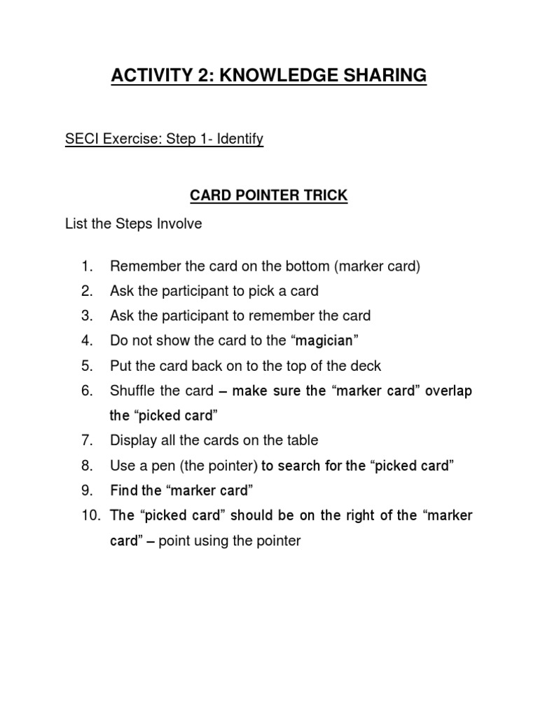 Activity 2 - Card Pointer Trick | PDF | Home & Garden