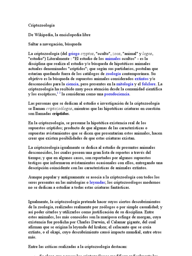Criptozoología | PDF | Criptozoología | Naturaleza